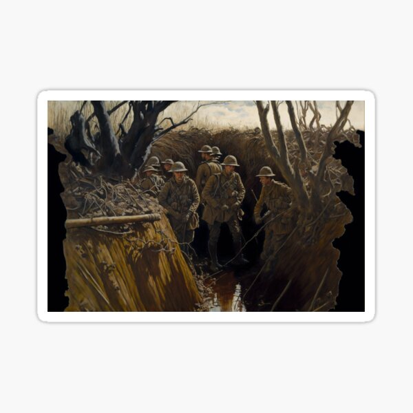"Soldiers In A Flooded Trench - WW1 War Art" Sticker for Sale by ...