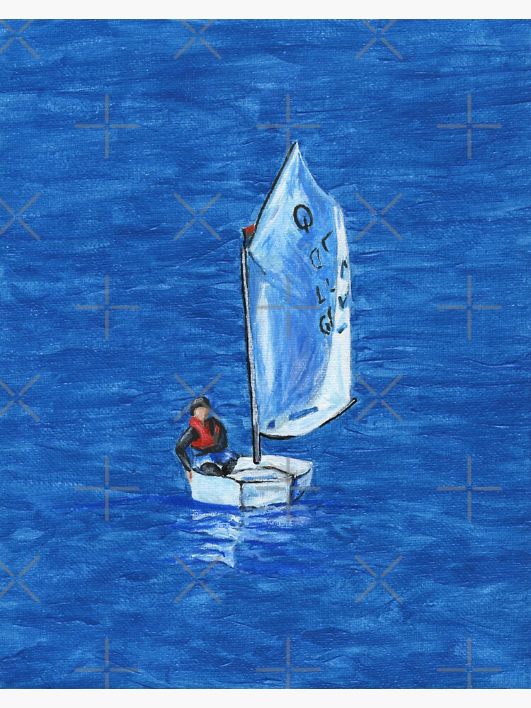 "Calm Oppy: Optimist Sailing Dinghies at Trearddur Bay" Sticker for ...