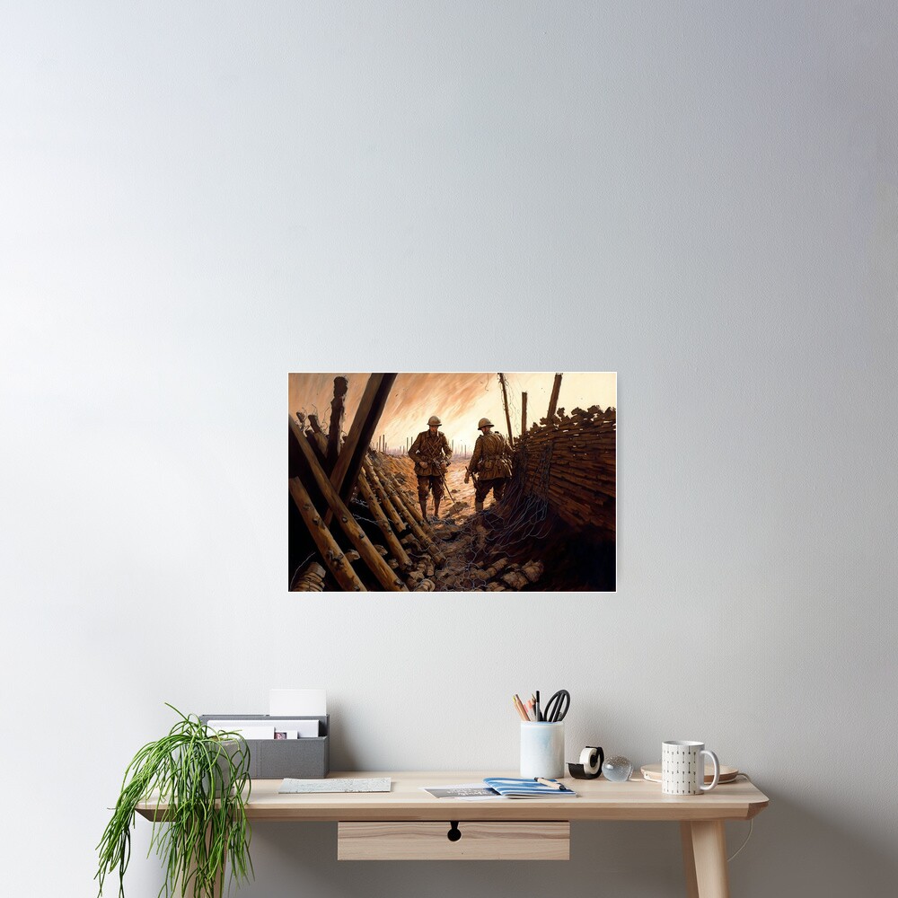 "Soldiers In A Trench - WW1" Poster for Sale by AIWarArt | Redbubble