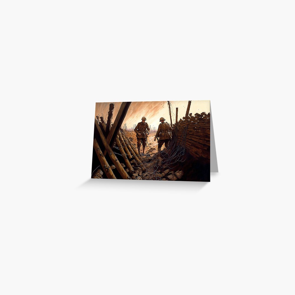 "Soldiers In A Trench - WW1" Greeting Card for Sale by AIWarArt | Redbubble