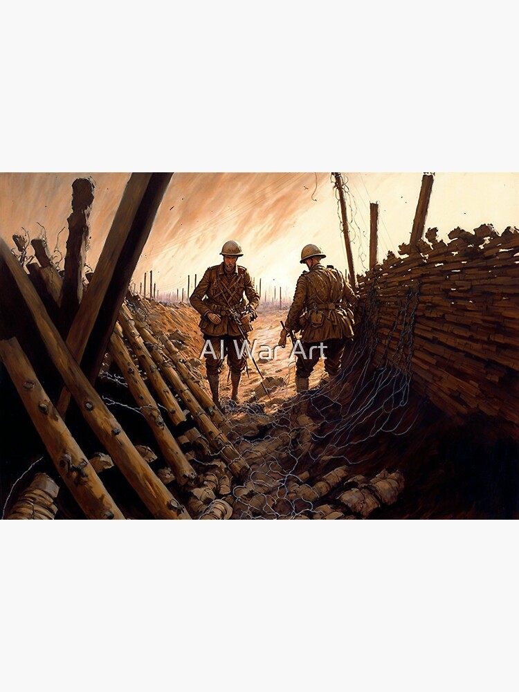 "Soldiers In A Trench - WW1" Sticker for Sale by AIWarArt | Redbubble