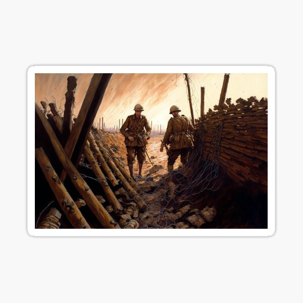 "Soldiers In A Trench - WW1" Sticker for Sale by AIWarArt | Redbubble