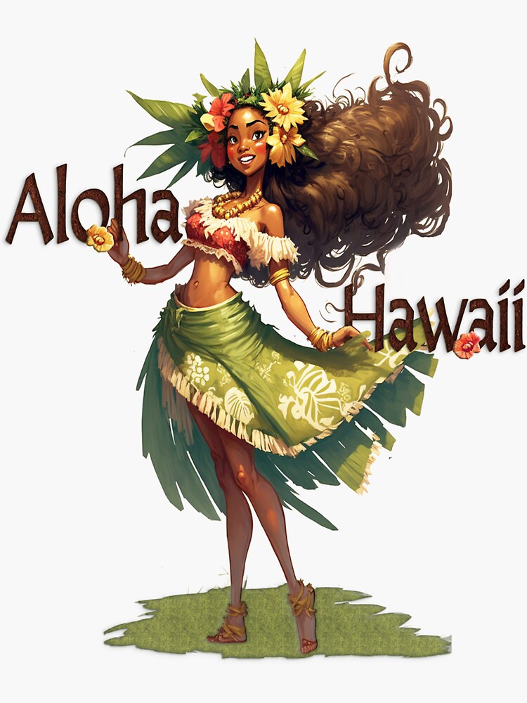 "Hula Girl Aloha Hawaii Dancing" Sticker for Sale by AboutBeaches ...