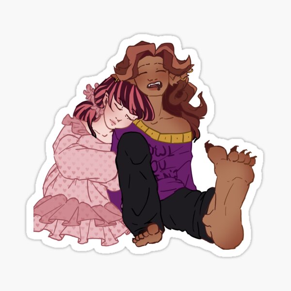"Cute Sleepy Draculaura and Clawdeen Wolf (MH) in pajamas" Sticker for ...