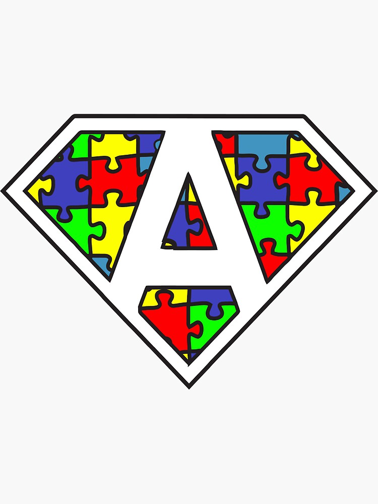 Pegatina «Conciencia del autismo Puzzle Piece Super Hero Logo» de ...
