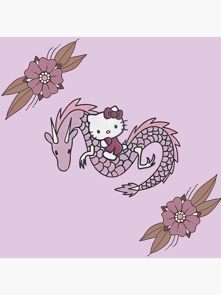 "Pink hello kitty neo traditional dragon print " Sticker for Sale by ...