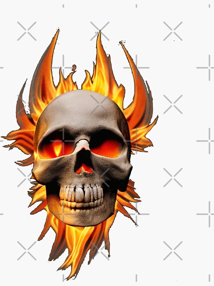 "Burning Hot Evil Skull with Flaming Eyes" Sticker for Sale by ...