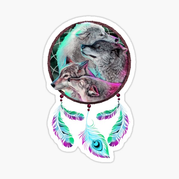 "Four Wolves Dreamcatcher" Sticker for Sale by Barnissim | Redbubble