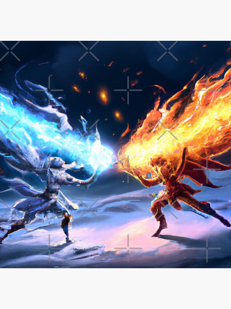 "Ice Vs Fire - Fierce Fight version 4" Sticker for Sale by TheDudeForU ...