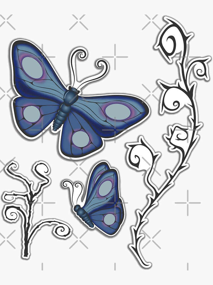 "Sticker Sheet Corpse Bride - Butterflies & Thorn" Sticker for Sale by ...