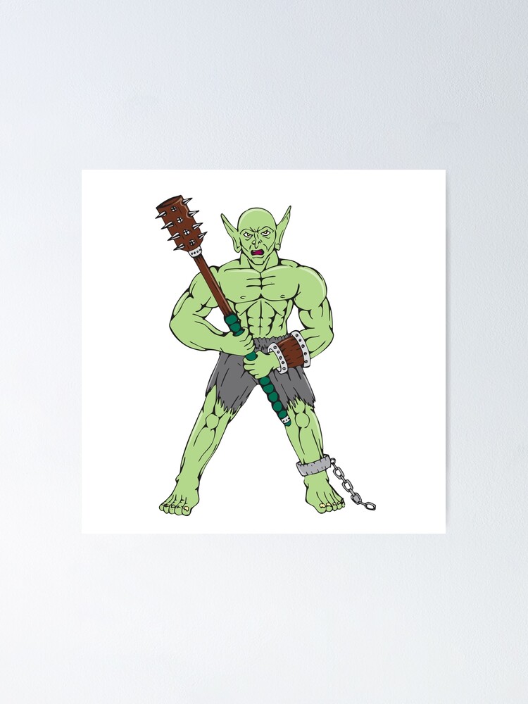 Póster «Orc Warrioring Club Cartoon de dibujos animados» de patrimonio ...