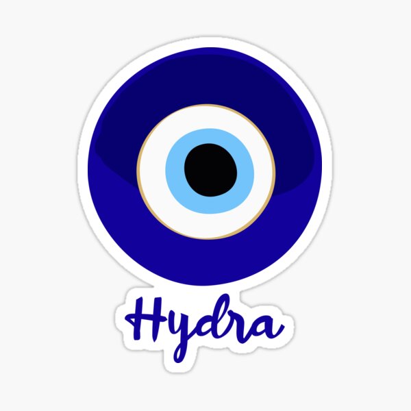 "HYDRA - GREECE, EVIL EYE, Mati blue white." Sticker for Sale by ...