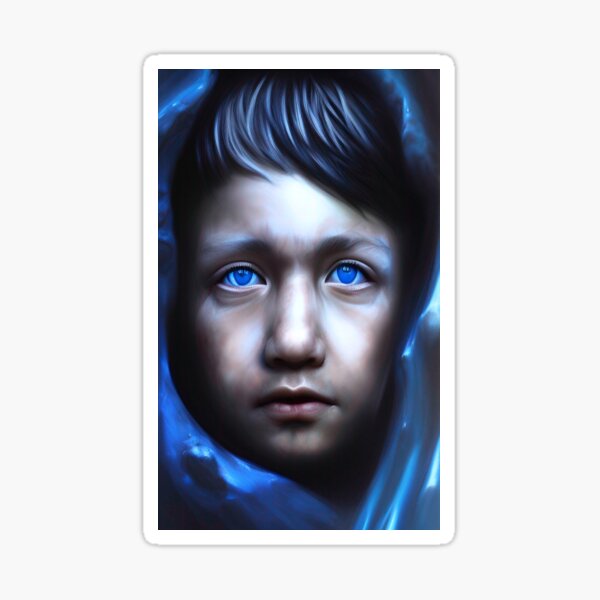 "Blue Eyes Abstract Art Boy" Sticker for Sale by Aryabek | Redbubble