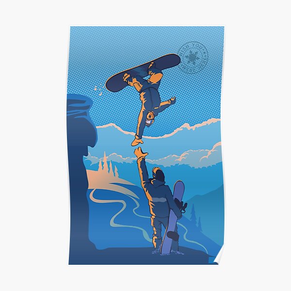 "retro snowboard high five" Poster for Sale by SFDesignstudio | Redbubble