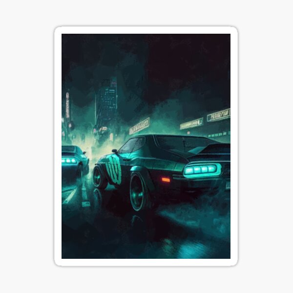 "Car racing chase " Sticker for Sale by emai-art | Redbubble