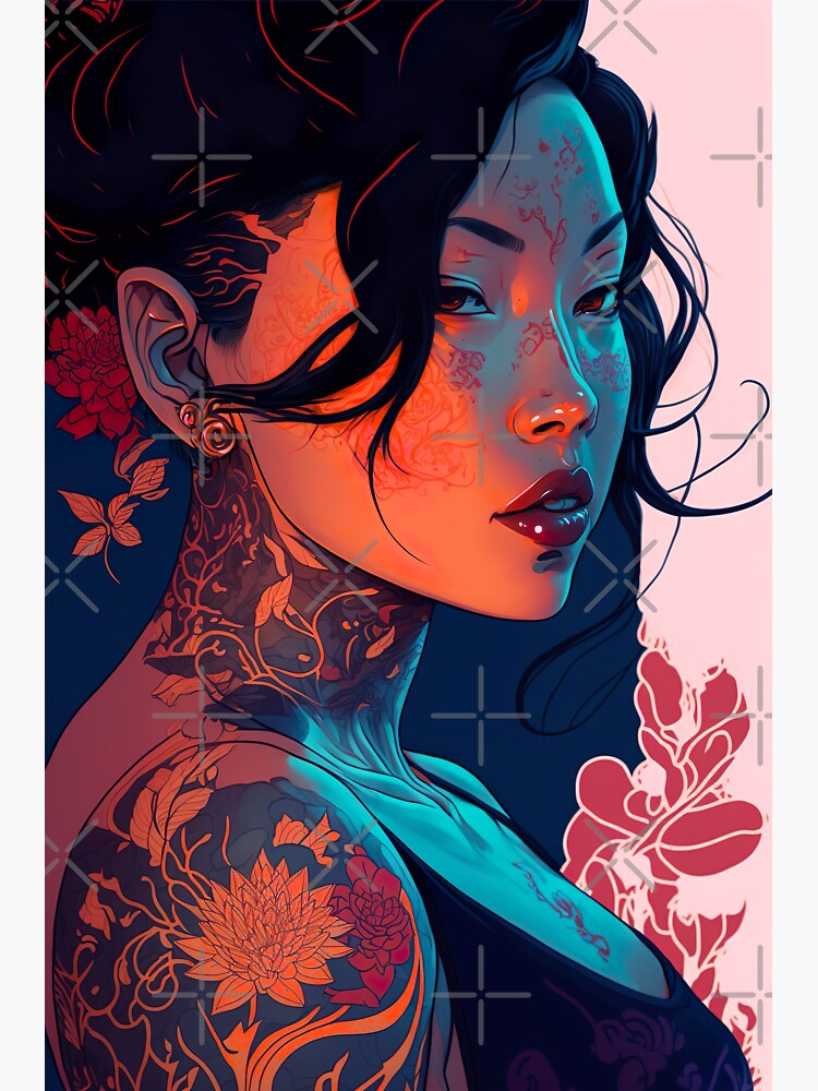 Stunning Beautiful Tatoo Girl Art The Tatoo Girlasian Tatoo Girl Sticker For Sale By Vincl