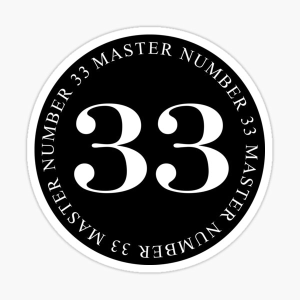 Pegatina «Número maestro 33 Texto blanco - Serie simple» de jadeandmoth ...