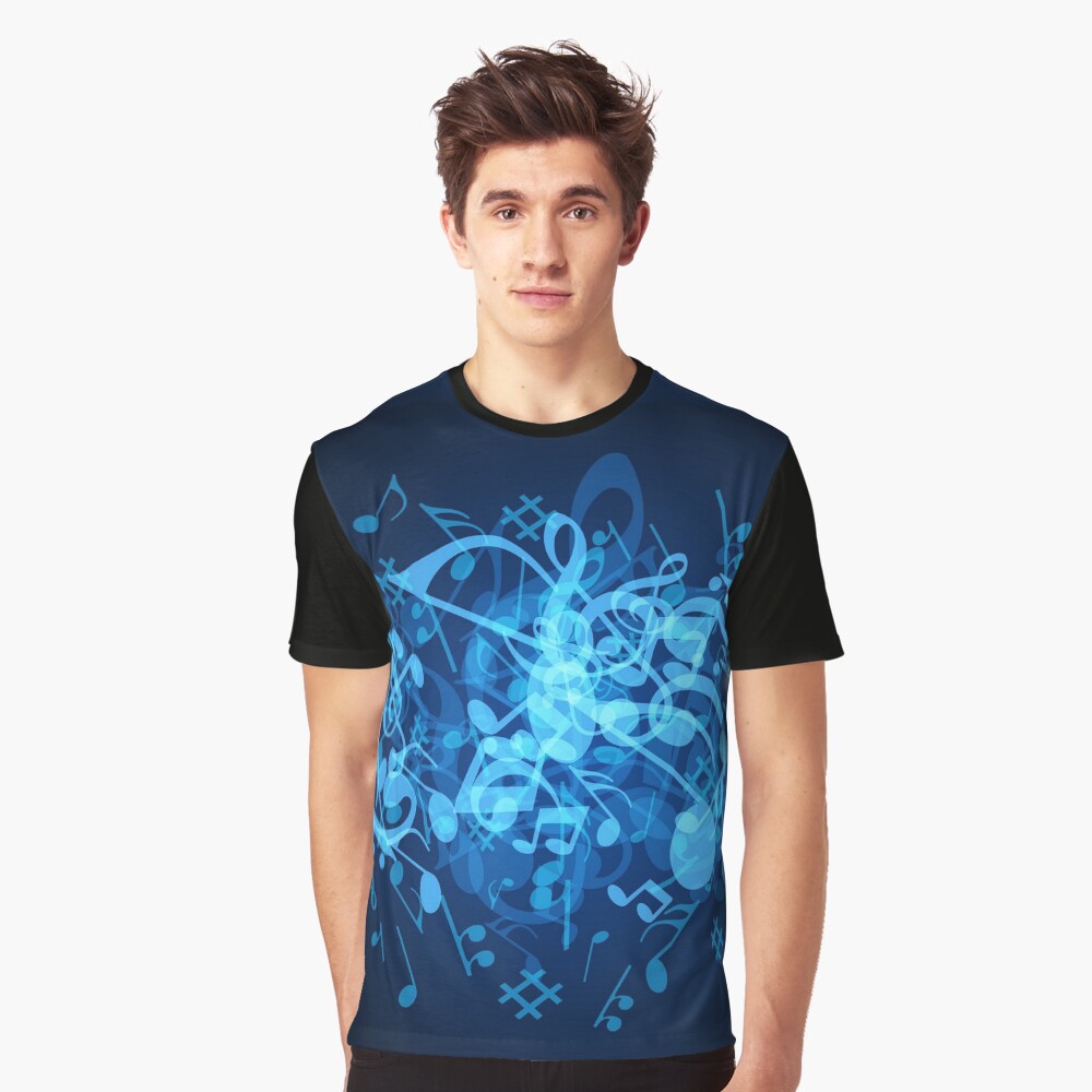 "Blue Glow Music Notes" T-shirt for Sale by HavenDesign | Redbubble ...