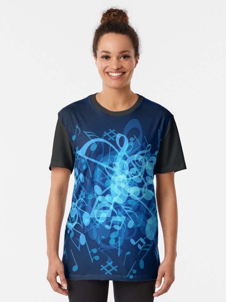 "Blue Glow Music Notes" T-shirt for Sale by HavenDesign | Redbubble ...