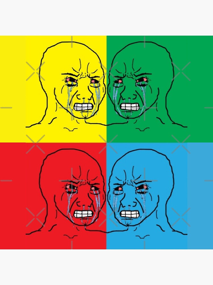 "Crying Meme Wojak multicolor" Sticker for Sale by DreamMeArt | Redbubble