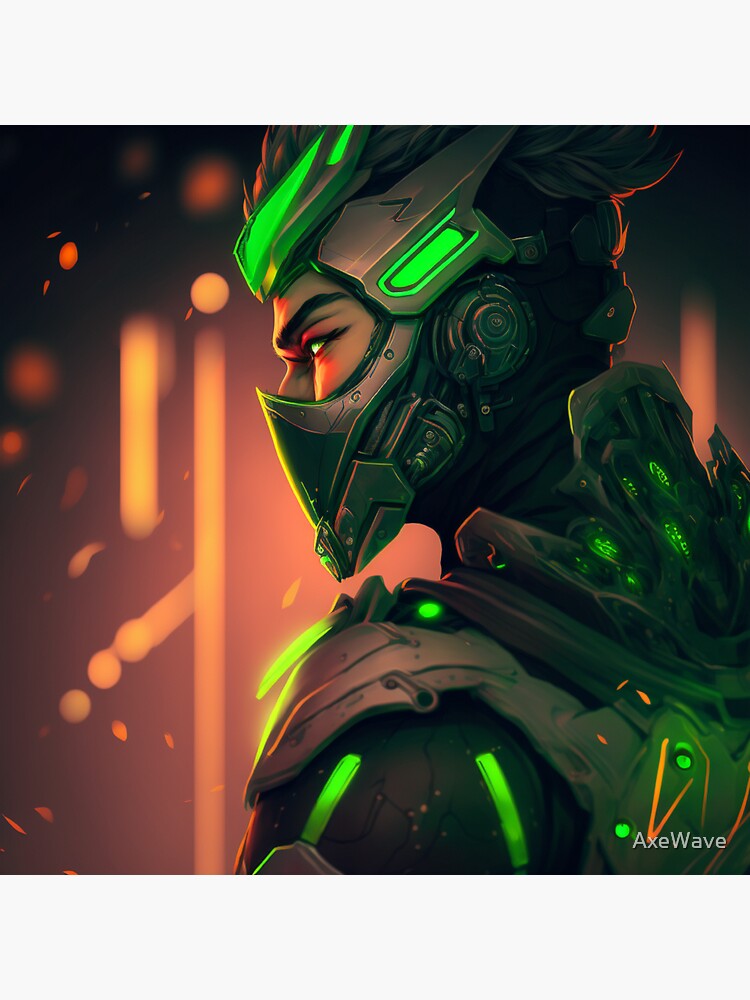 "Cyber Neon Ninja" Sticker for Sale by AxeWave | Redbubble