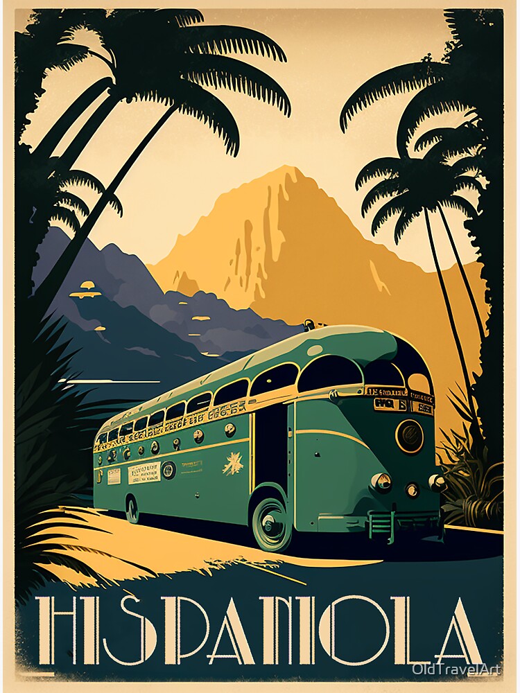 "Hispaniola Dominican Republic Vintage Travel Art Poster" Sticker for ...