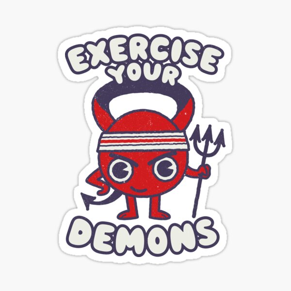 "Exercise Your Demon - Humorous Cartoon Gym Funny Workout Graphic ...