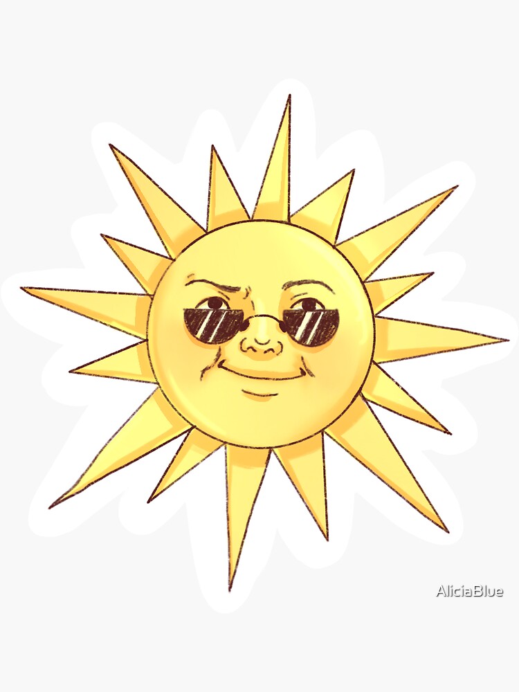 "Smug sun face sticker" Sticker for Sale by AliciaBlue | Redbubble
