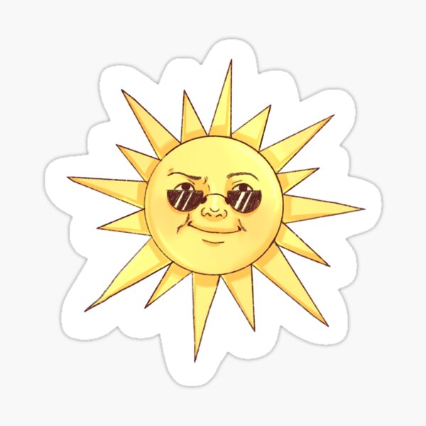 "Smug sun face sticker" Sticker for Sale by AliciaBlue | Redbubble