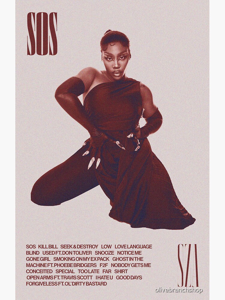 "SZA SOS" Sticker for Sale by olivebranchshop | Redbubble