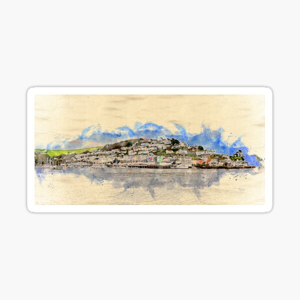 "Kingswear, Devon - Watercolour" Sticker for Sale by Graz-Photos ...