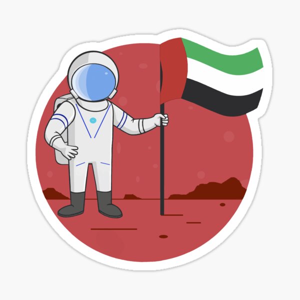 "Astronaut holding UAE flag on top of planet Mars " Sticker for Sale by ...