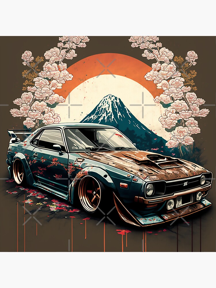 "JDM Car as a Masterpiece: Ancient Japanese Concept Art" Sticker for ...