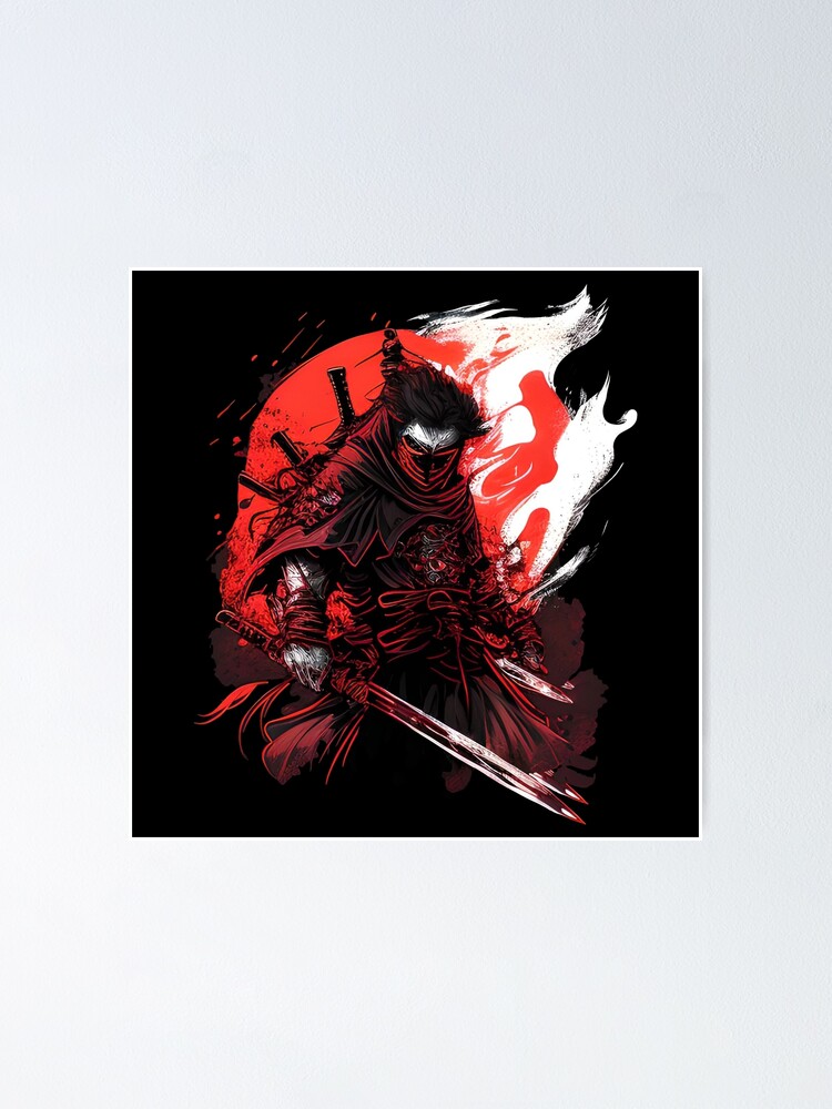 "Samurai soldier full body attacking stance #3" Poster for Sale by ...