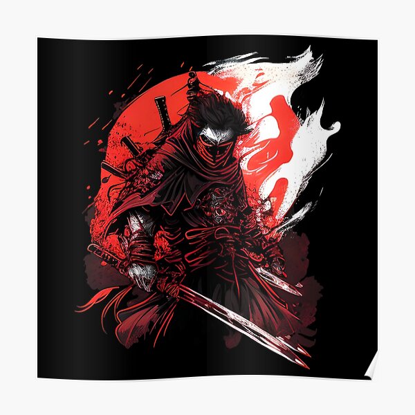 "Samurai soldier full body attacking stance #3" Poster for Sale by ...