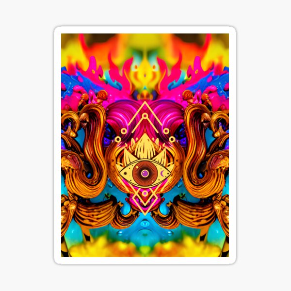 "Colorful psychedelic design featuring mystical third eye." Sticker for ...