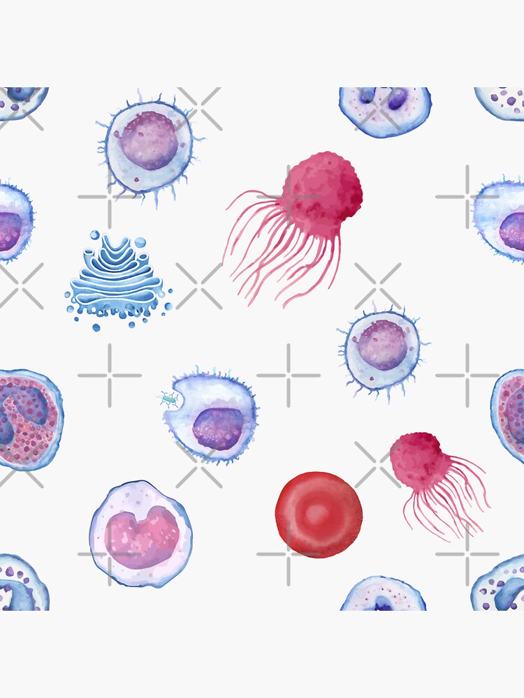 "Cute WBC white blood cells MicroBiology Seamless Pattern Sticker Pack ...
