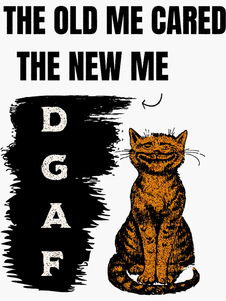 "FUNNY THE OLD ME CARED THE NEW ME DGAF CAT THEME" Sticker for Sale by ...