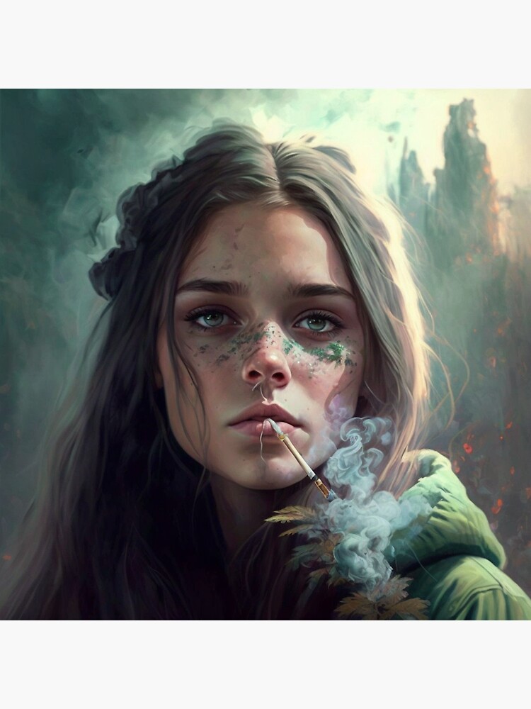 "girl smoking a joint" Sticker for Sale by bonnobru | Redbubble