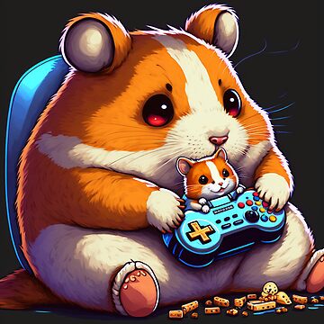 "Hamster playing video game with his son." Sticker for Sale by ...