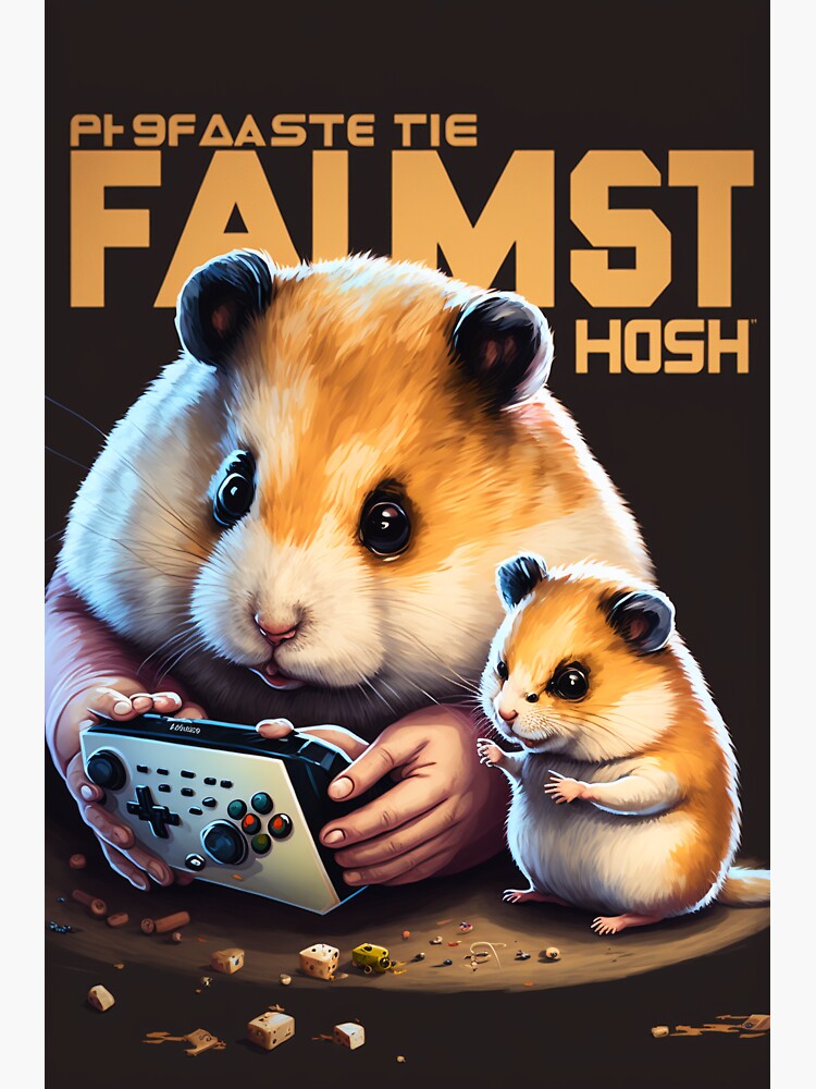 "Hamster playing video game with his son." Sticker for Sale by ...