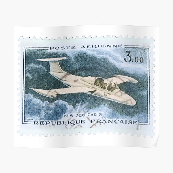 "Vintage France Ms 760 Aerienne Jet Plane Postage Stamp" Poster for ...