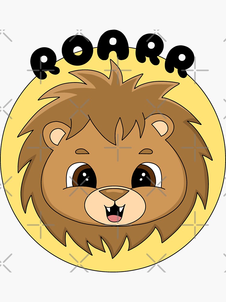 Pegatina «León amigable de dibujos animados # 4» de Desings-by-Tina ...