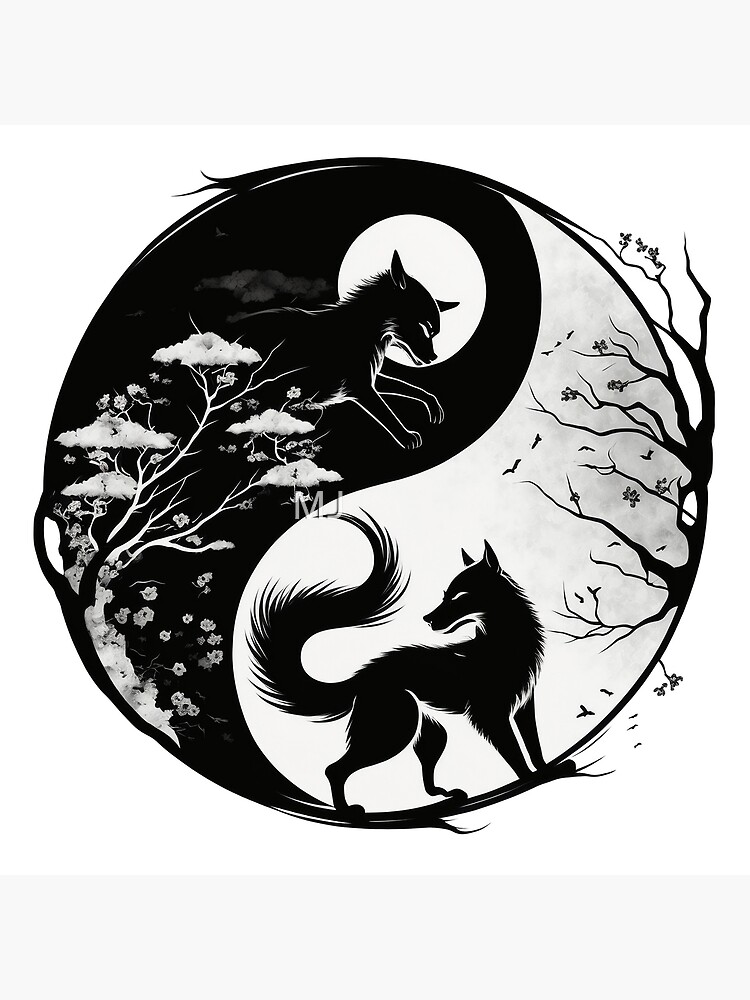 "Yin Yang Wolves" Poster for Sale by MJ ⭐⭐⭐⭐⭐ | Redbubble