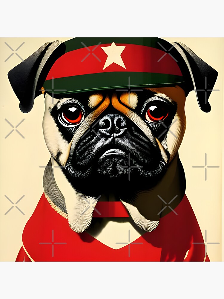 "Retro Pug Dog General - Vintage Style" Sticker for Sale by Dalive ...