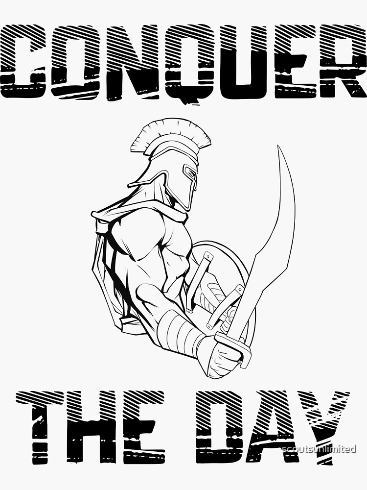 "Conquer the Day Gym Motivation Alpha" Sticker for Sale by ...