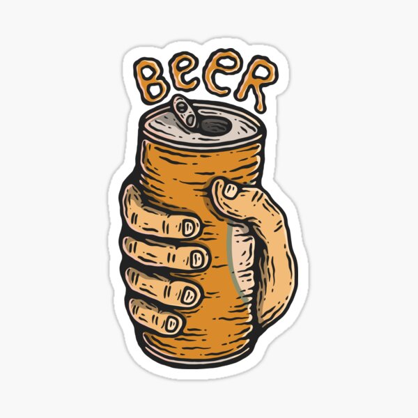 "Beer in hand" Sticker for Sale by The Lines | Redbubble