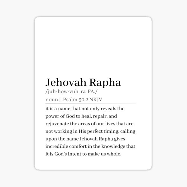 "Jehovah Rapha" Sticker for Sale by tarenaco | Redbubble