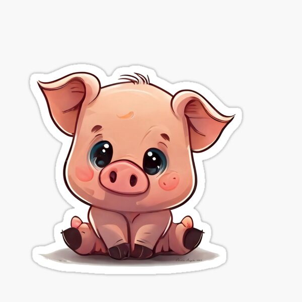 "Cute Little Pig Sitting" Sticker for Sale by Mitch-Angelo | Redbubble
