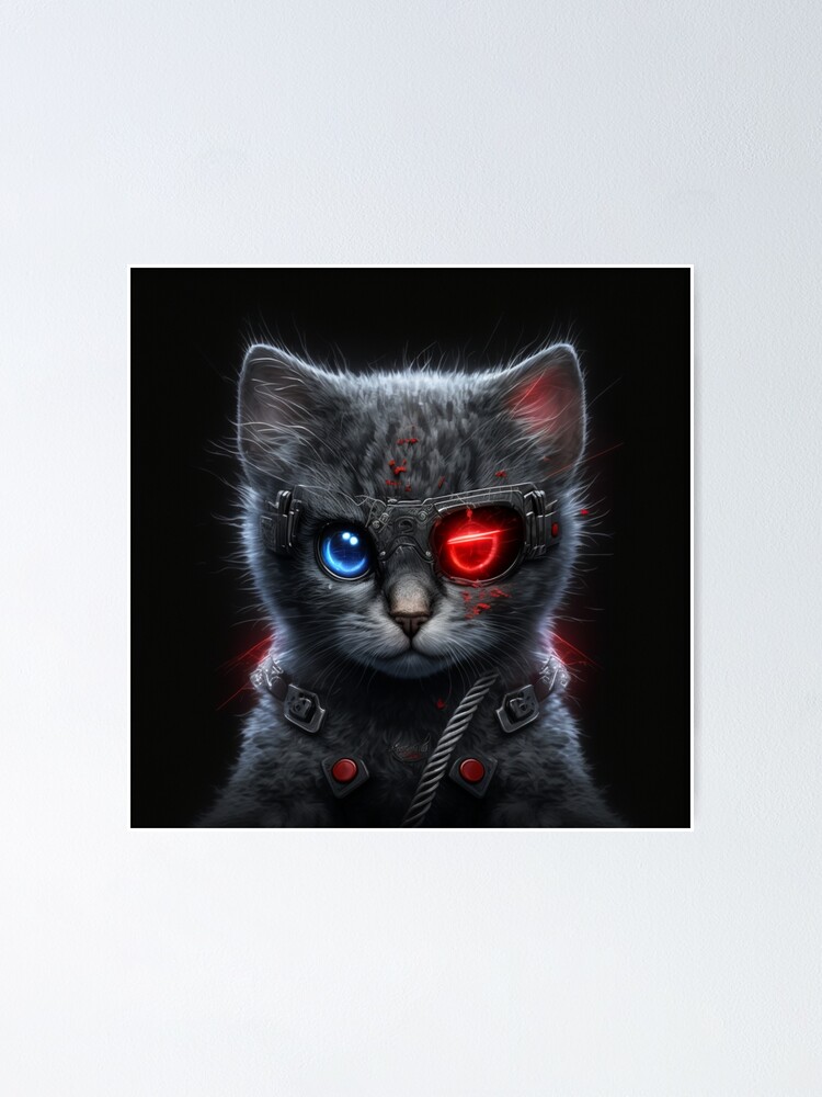 "Cat-terminator cyberpunk robot kitten" Poster for Sale by SJG-digital ...
